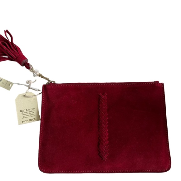 Monsoon | Bags | Monsoon Real Leather Red Clutch With Tags | Poshmark